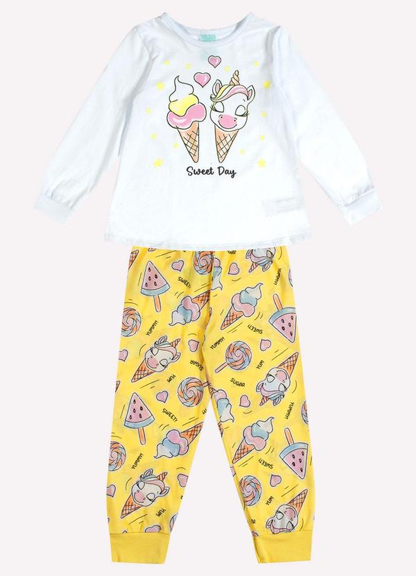 Pijama Infantil Menina Unicórnio Branco - Kyly