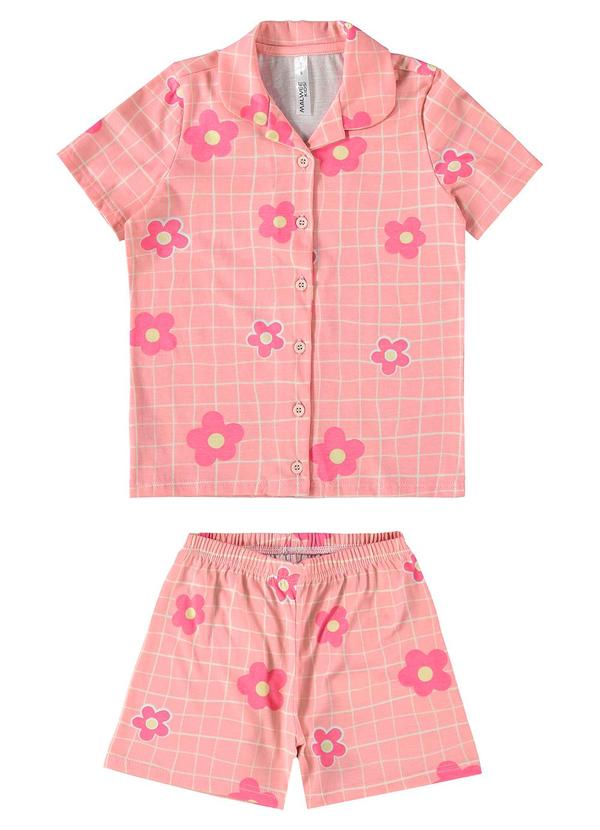 Pijama Rosa Floral Brilha no Escuro Menina - Malwee Kids