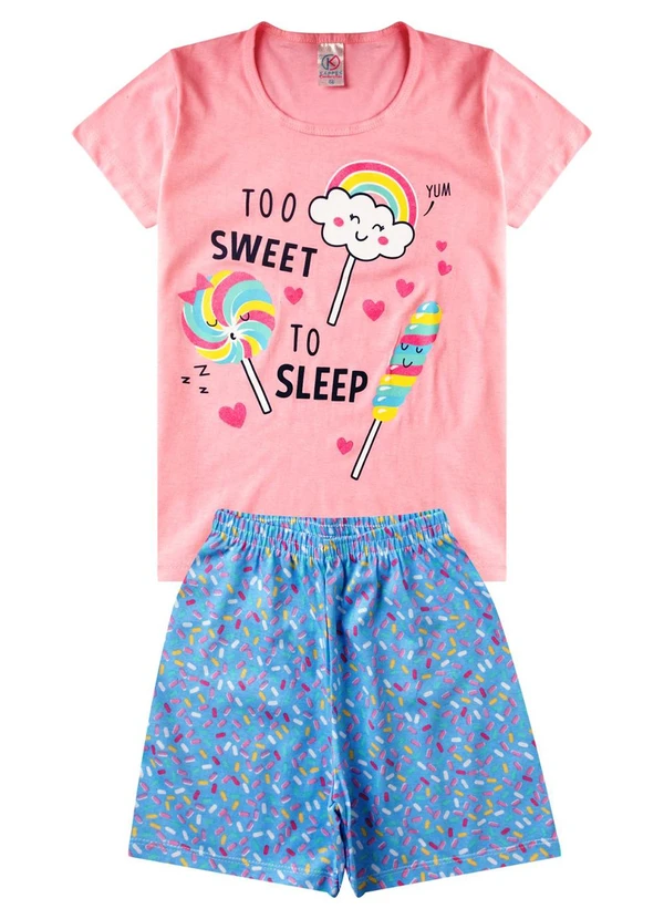 Pijama Verão Infantil Feminino Kappes Rosa - Rovitex