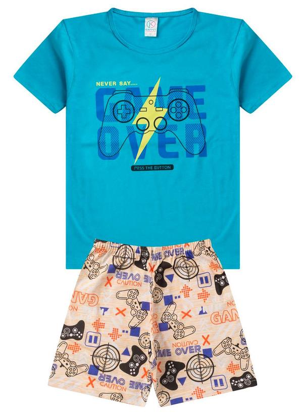 Pijama Infantil Masculino Manga Curta Azul - Rovitex