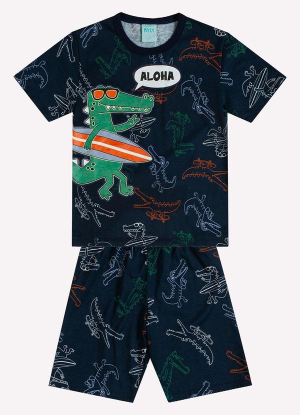 Pijama Infantil Menino Jacaré Azul Marinho - Kyly