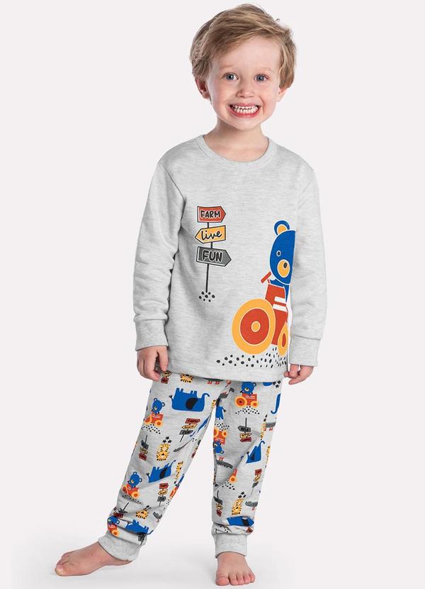 Pijama Brilha no Escuro Infantil Menino Cinza - Kyly