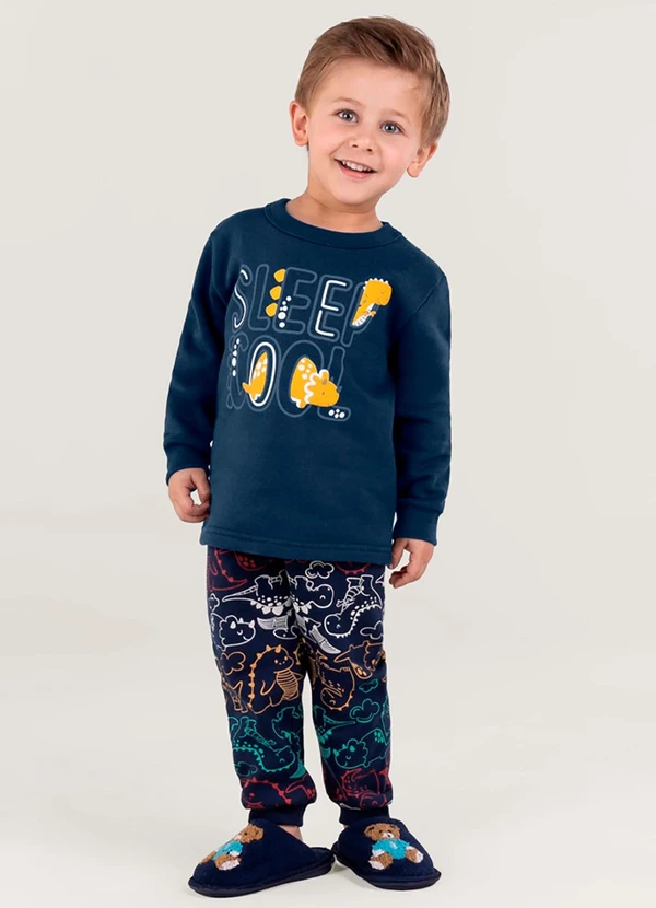 Pijama de Moletom Infantil Menino Azul - Brandili