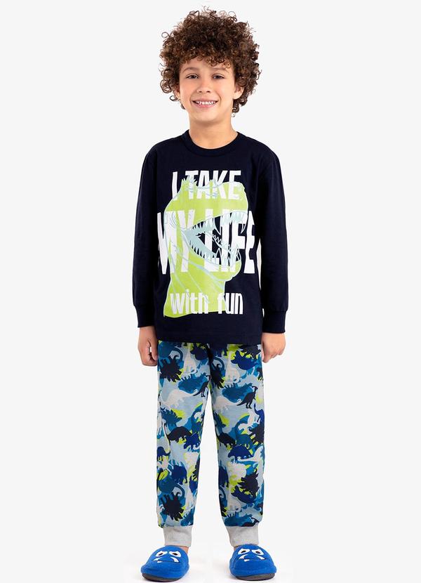 Pijama Infantil Masculino Dino Azul - Rovi Kids