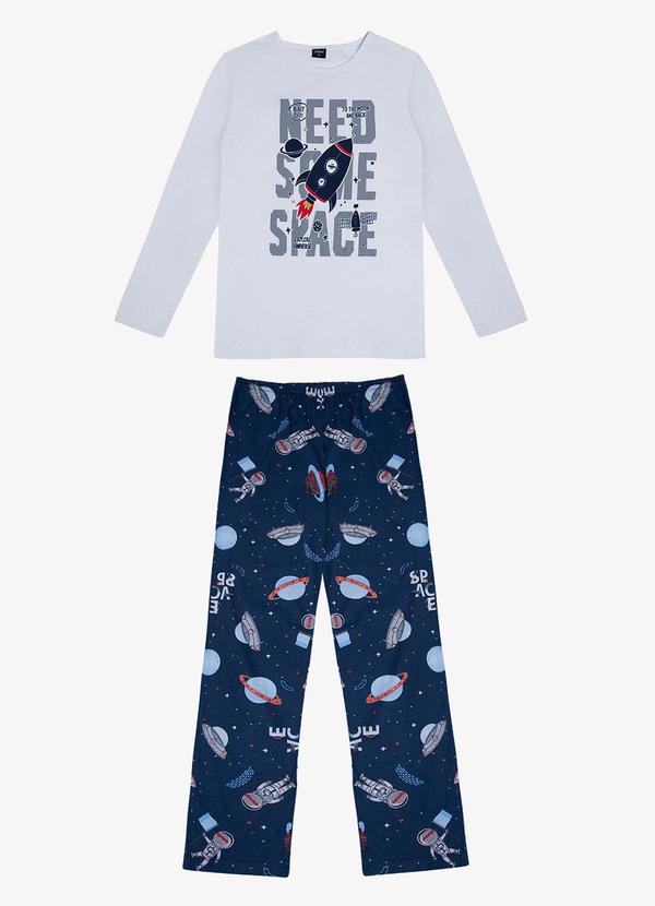 Pijama Infantil Menino Manga Longa Branco - Rovitex