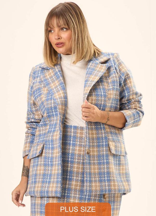 Blazer Alfaiataria Tweed Xadrex Florença Azul - Cess
