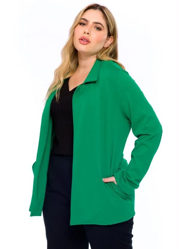 Blazer Liso em Bodycon Verde - Lisamour