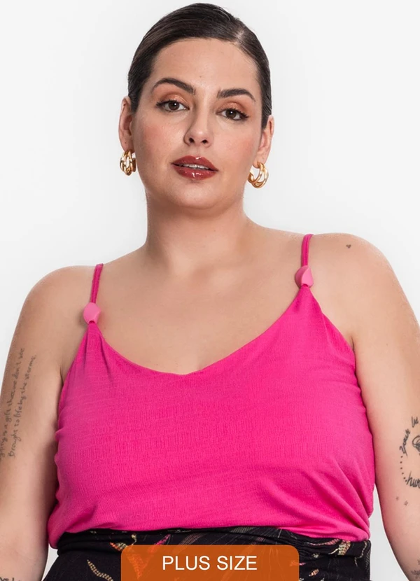 Blusa Feminina de Alça Plus Size Rosa - Secret Glam