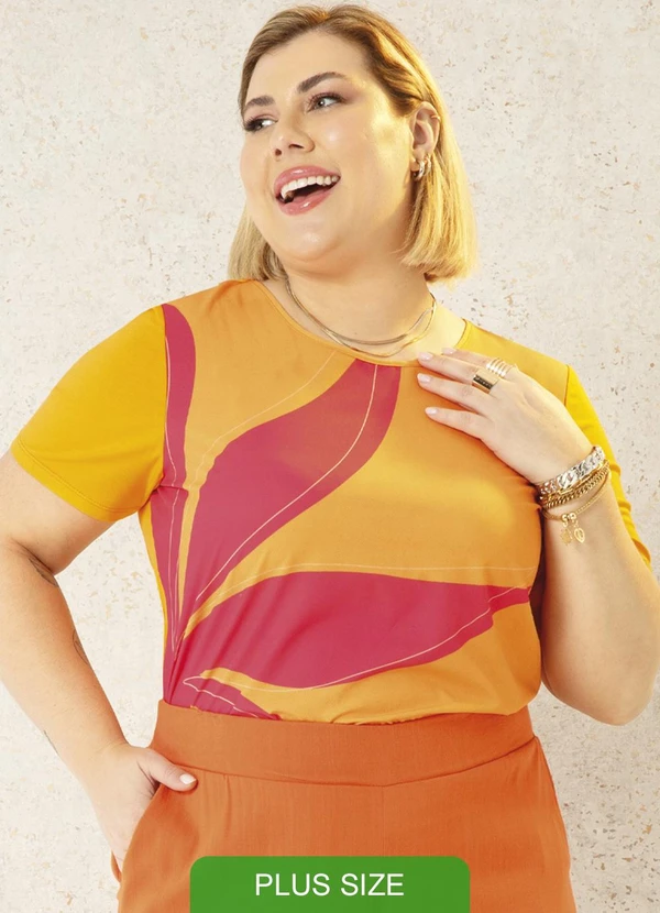 Blusa Feminina com Estampa Sublimática Laranja - Cativa