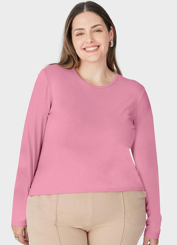 Blusa Feminina Básica em Botonê Plus Rosa - Malwee