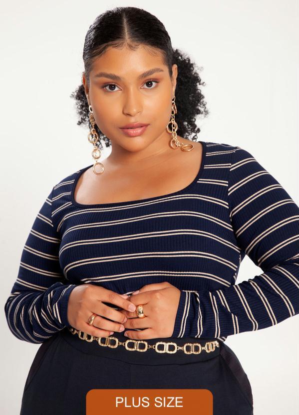 Blusa Plus Size em Malha Azul - Lunender Mais Mulher