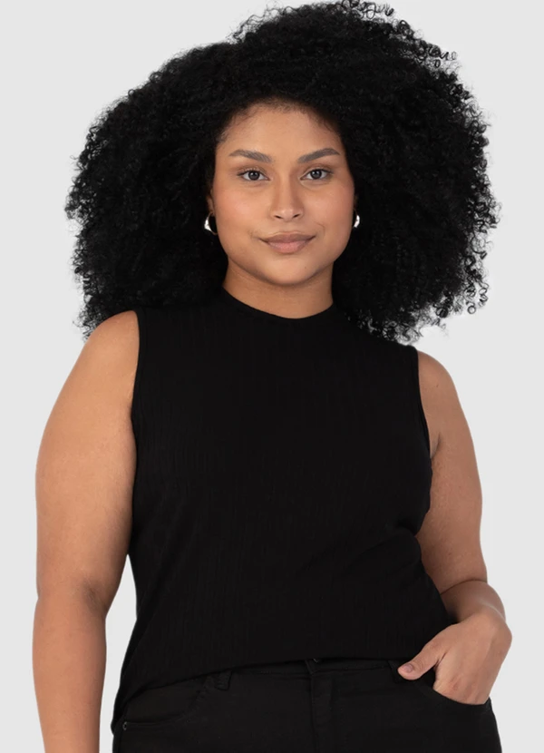 Blusa Canelada Feminina Preto - Malwee Adulto