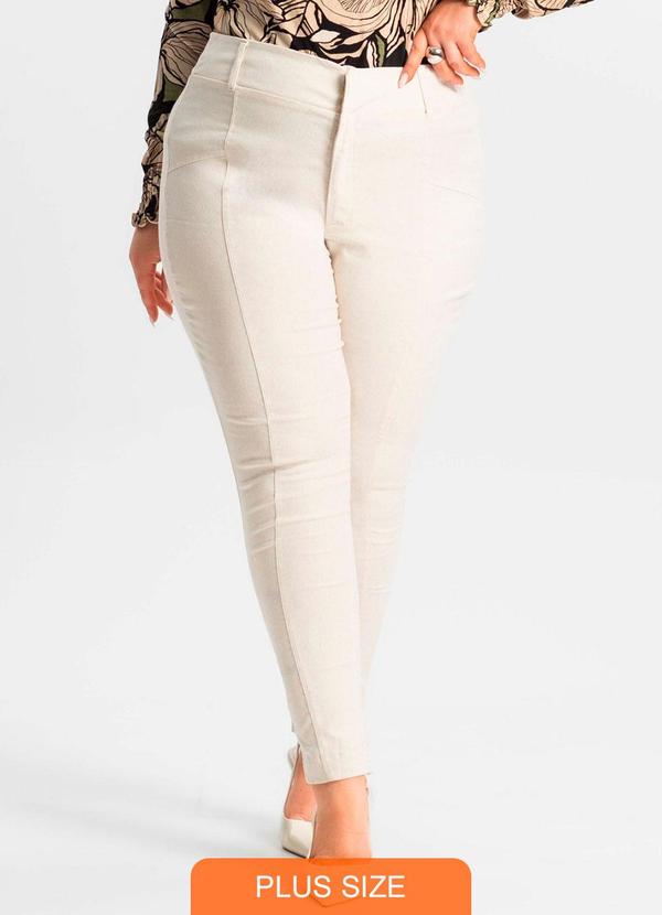 Calça Feminina Plus Size em Bengaline Bege - Secret Glam