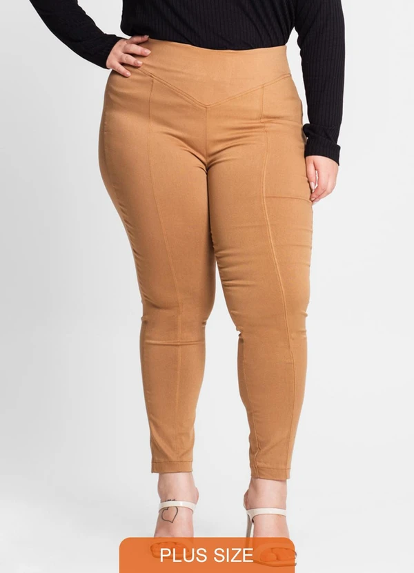 Legging Feminina Bengaline Plus Size Marrom - Secret Glam