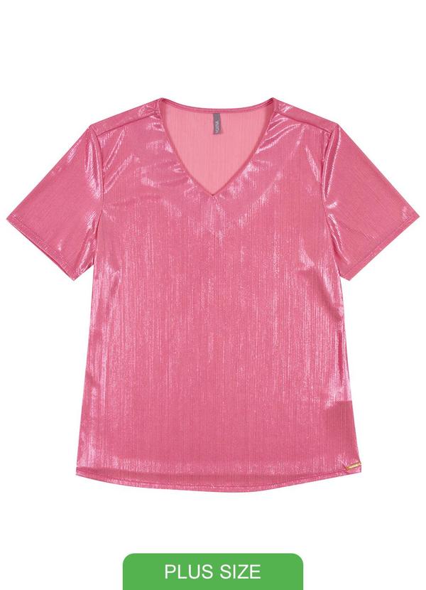 Blusa Manga Curta Com Decote V Rosa Cativa