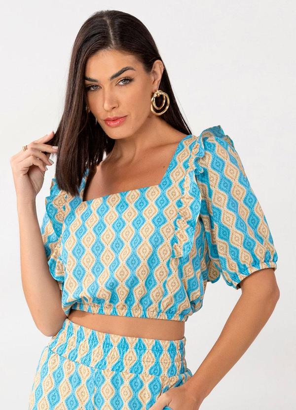 Cropped Crepe Azul - Donna Peck