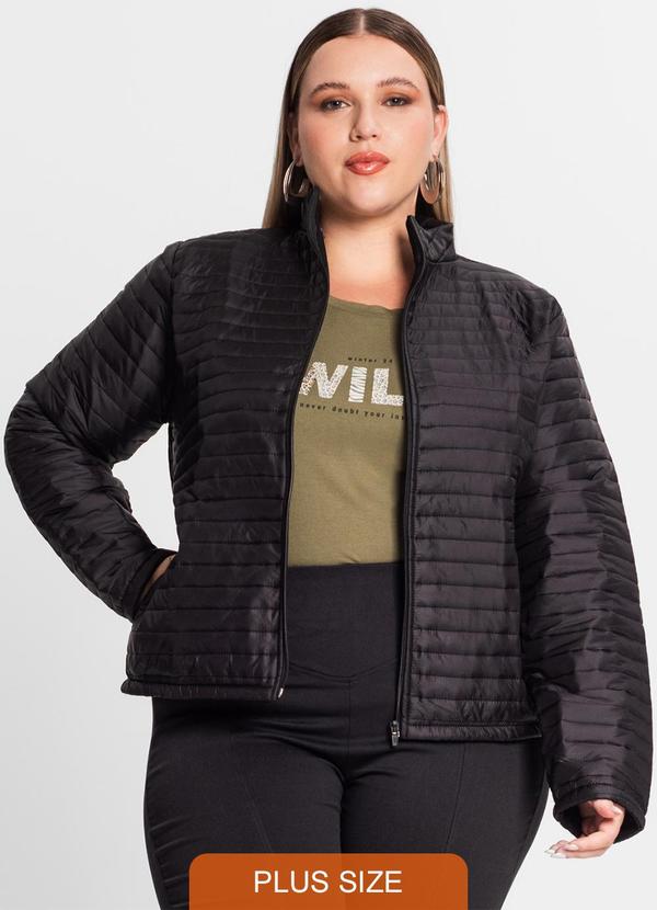 Jaqueta Feminina Plus Size Microfibra Preto - Secret Glam