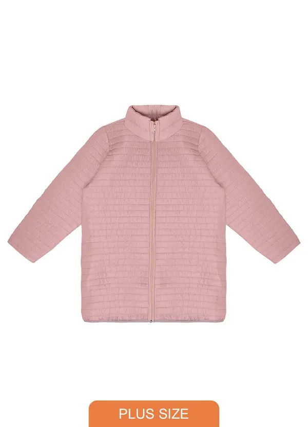Jaqueta Puffer Plus Size Rosa - Secret Glam
