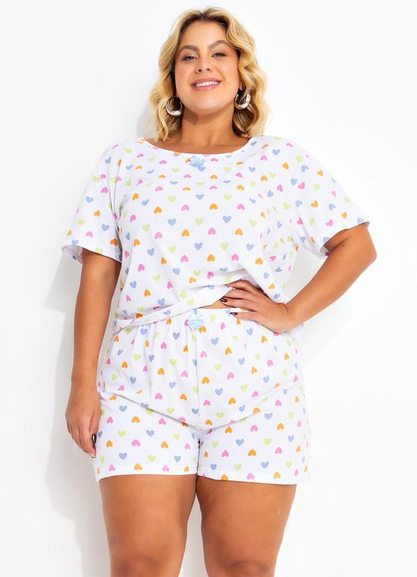 Pijama Corações Coloridos em Malha de Algodão - Marguerite
