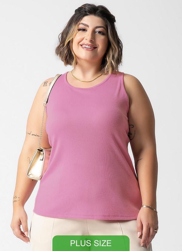 Regata Plus Size Lisa Canelada Rosa - Habana