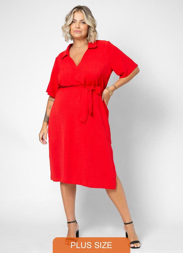 Vestido Midi Feminino Plus Size Vermelho - Secret Glam