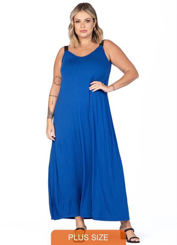 Vestido Plus Size Midi Elisa Azul - Miss Masy Plus