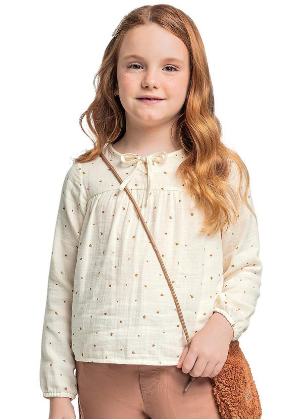 Bata Manga Longa para Menina Bege - Quimby