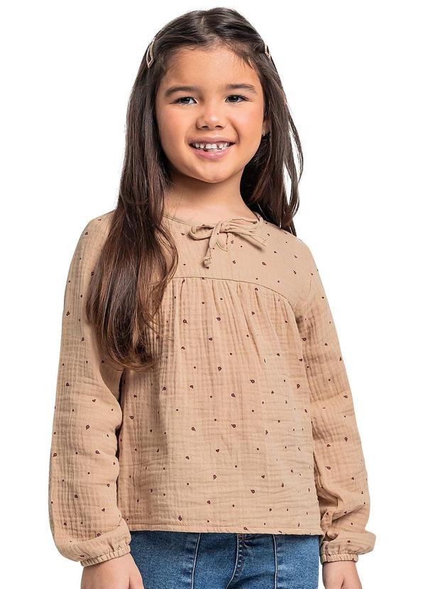 Bata Manga Longa para Menina Marrom - Quimby