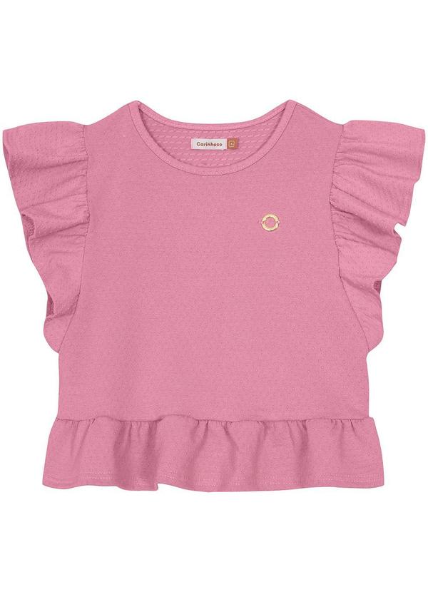 Blusa Cropped Texturizada Menina Rosa - Carinhoso