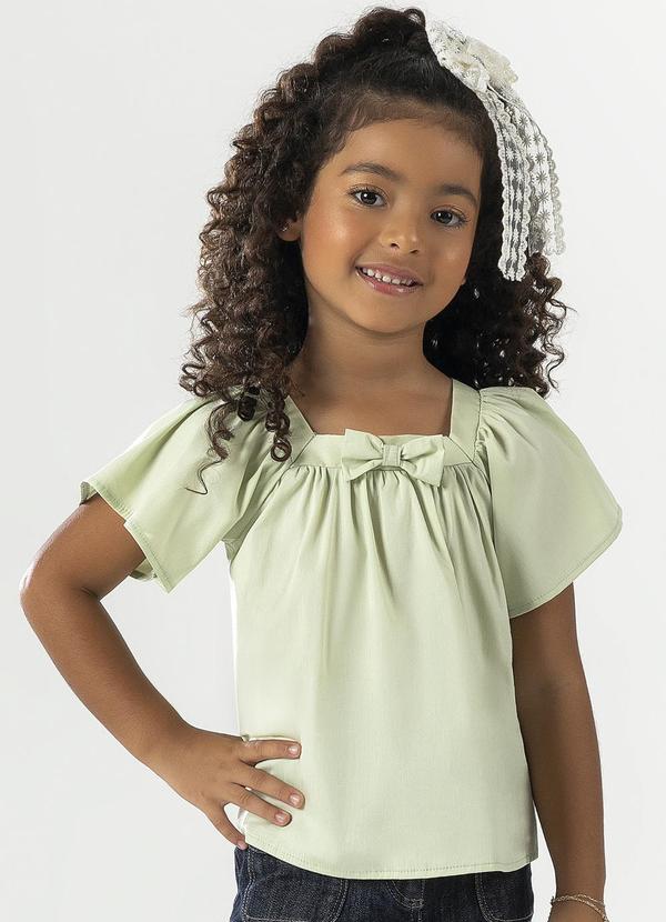 Blusa com Laço e Franzido Verde - Cativa
