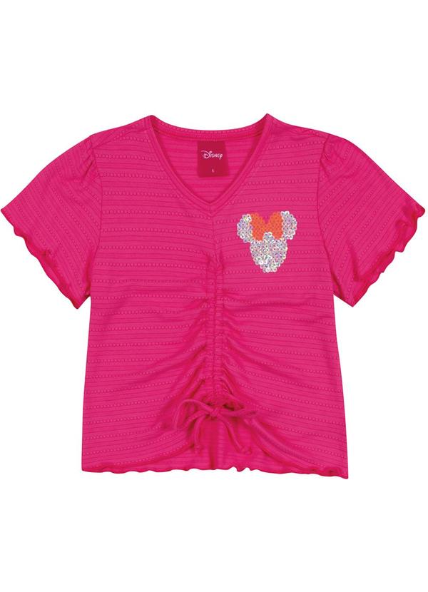 Blusa de Manga Curta Infantil Rosa - Disney by Cativa