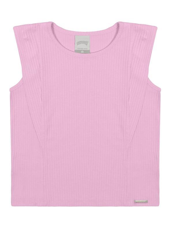 Blusa Menina Canelada com Recorte Ombros Rosa - Alakazoo