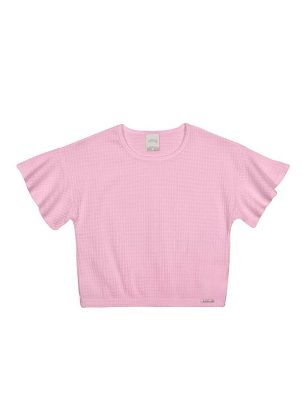 Blusa Menina Texturizada com Manga Flare Rosa - Alakazoo