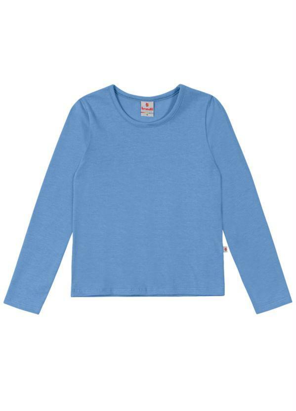 Blusa Básica Infantil Menina em Cotton Azul - Brandili