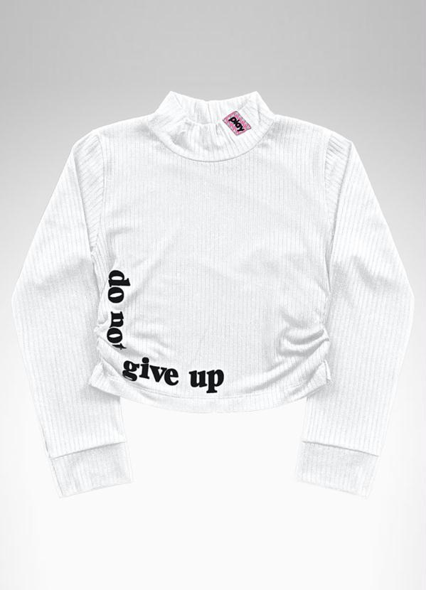 Blusa Cropped Manga Longa Branco - Playground