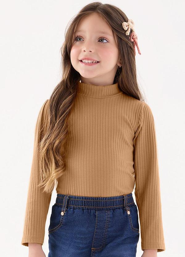 Blusa em Ribana Canelada Infantil Marrom - Up Baby
