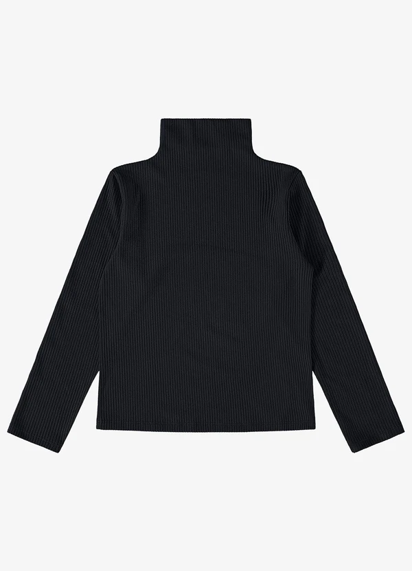 Blusa Infantil Manga Longa Canelada Preto - Rovi Kids
