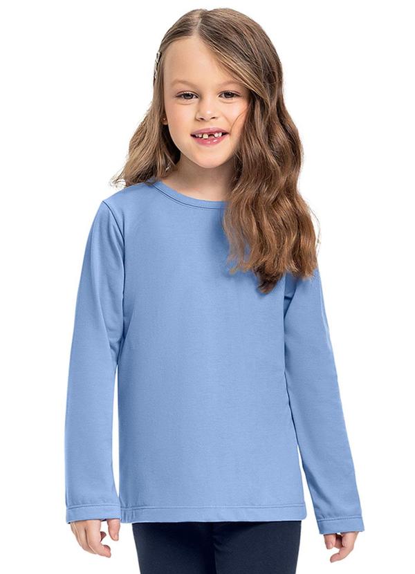 Blusa Manga Longa em Meia Malha Azul - Bee Loop