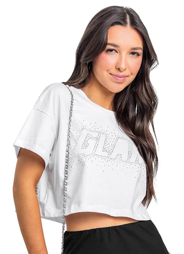 Blusa Juvenil com Strass Branco - Gloss