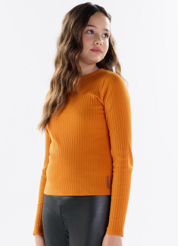 Blusa Malha Canelada Laranja - Pulla Bulla