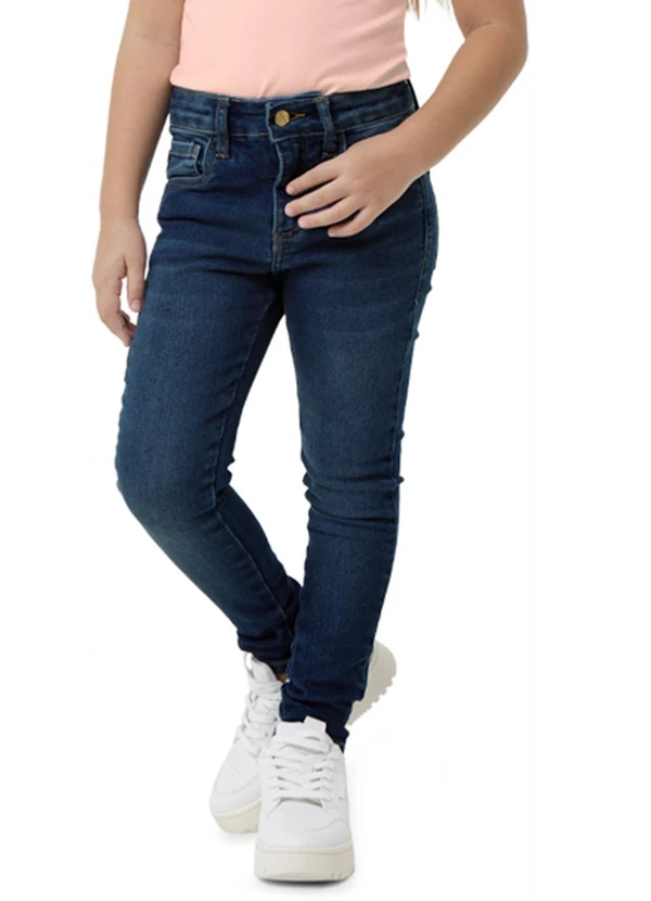 Calça Skinny Jeans Menina Azul - Carinhoso