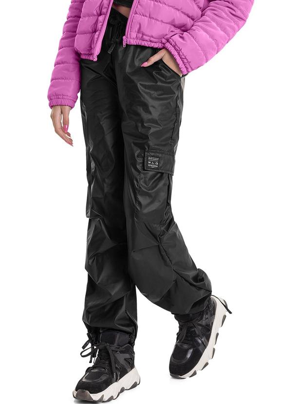 Calça Parachute em Microfibra Juvenil Preto - Gloss