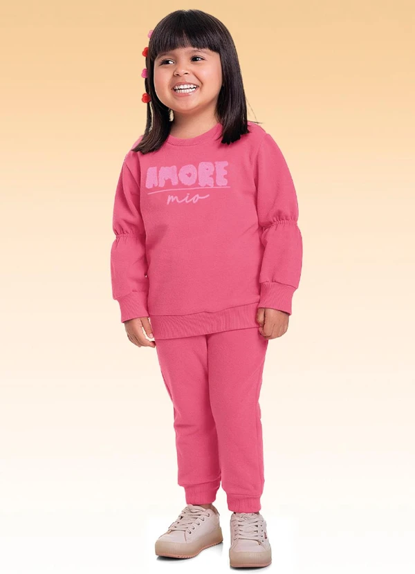 Conjunto Blusão e Calça Rosa - Fakini Kids