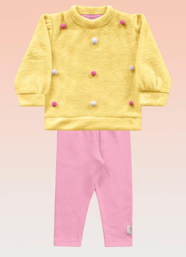 Conjunto Blusão e Legging Bebê Amarelo - Fakini Kids
