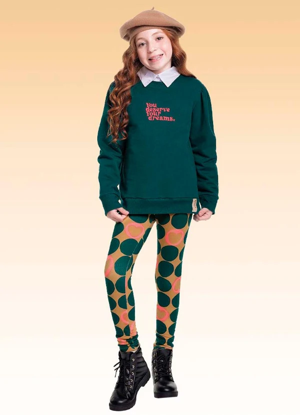 Conjunto Blusão e Legging Verde - Fakini Kids