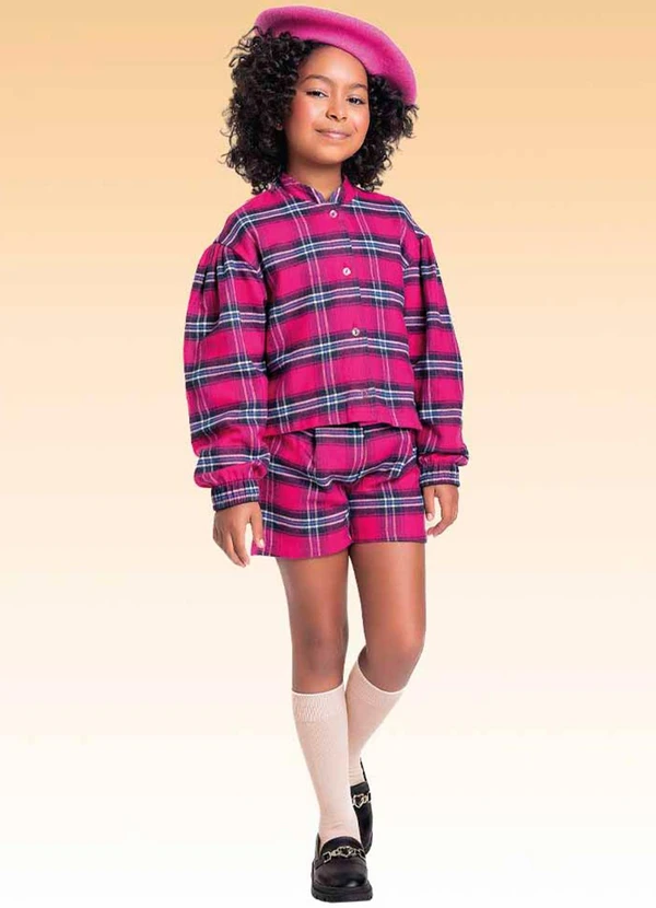 Conjunto Camisa e Short Rosa - Fakini Kids