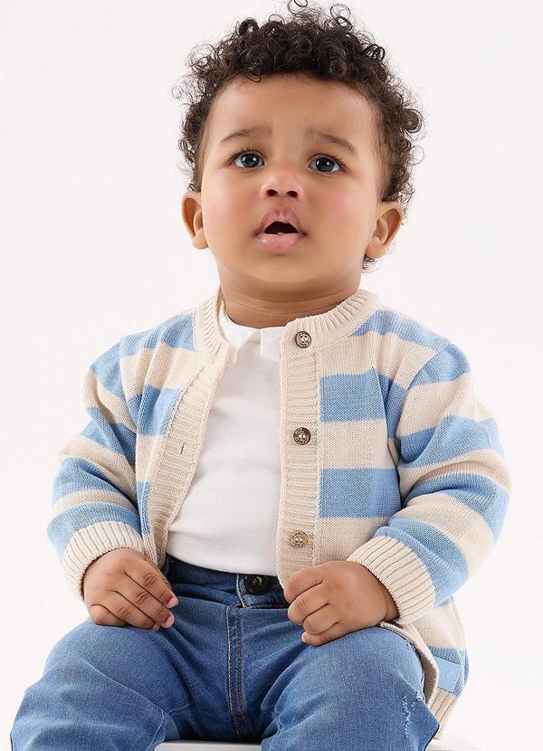 Cardigan em Tricô Unissex para Bebê Azul - Up Baby