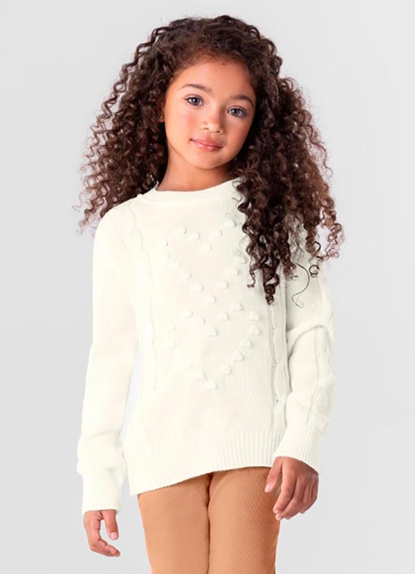 Brandili Mundi - Suéter Tricô Infantil Menina (Natural)