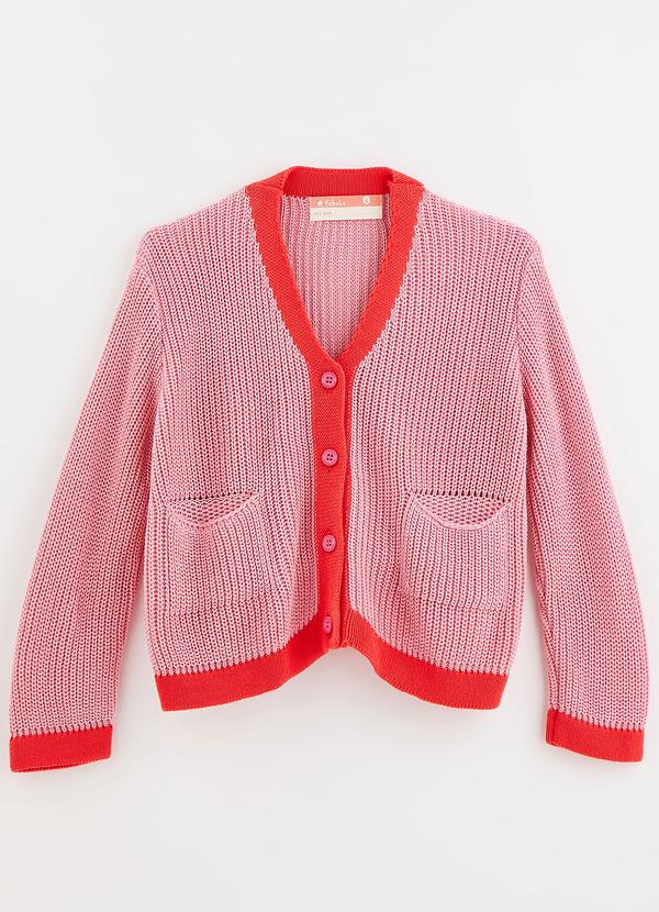 Cardigan de Tricot Básico Rosa - Fabula