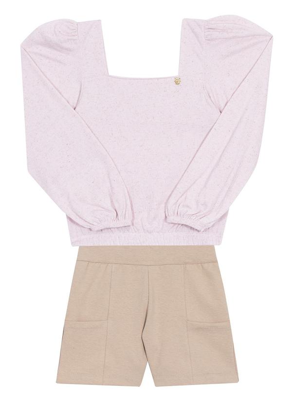 Conjunto Blusa Linho/Shorts Molecotton Rosa - Randa Mundu